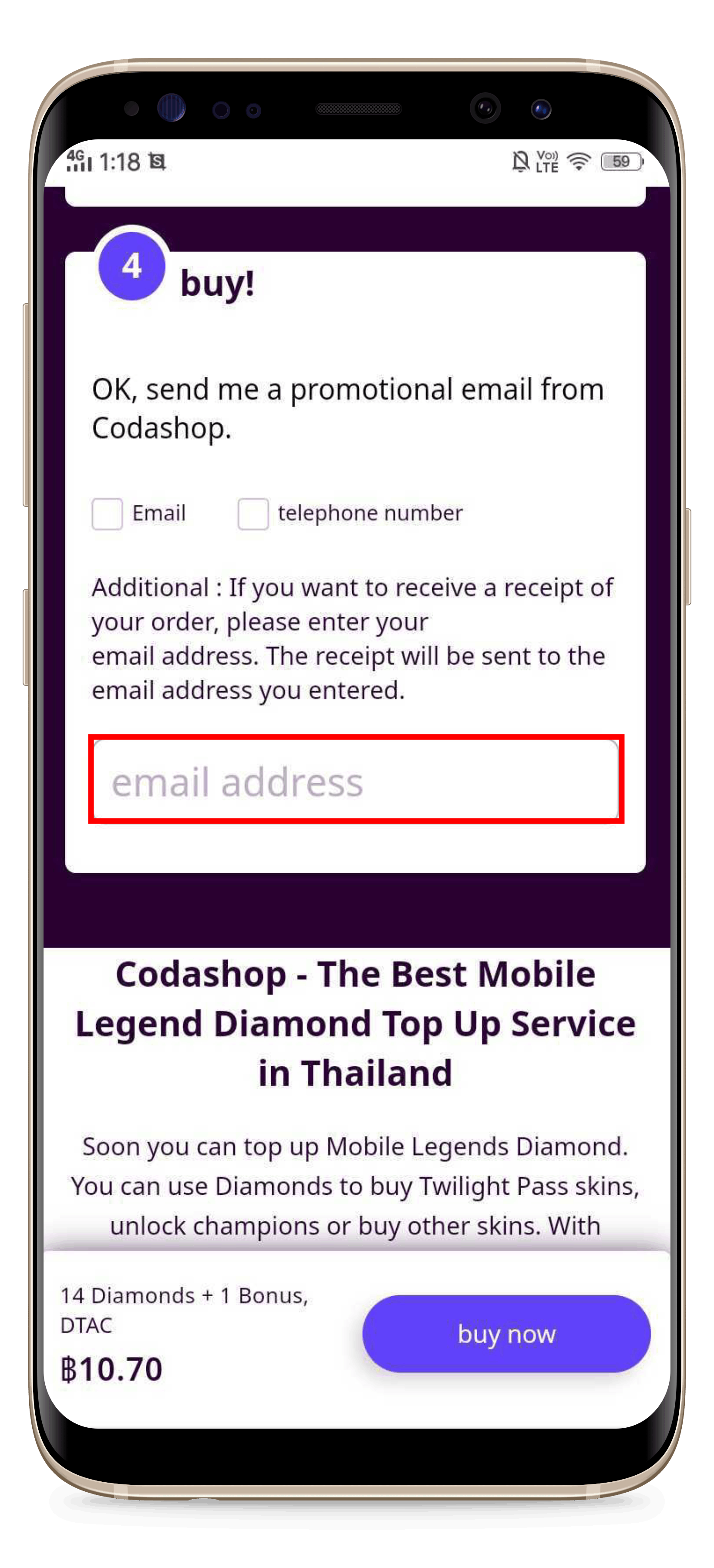 จ่ายด้วย DTAC – Codashop ประเทศไทย (Thailand)